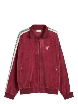 Drole De Monsieur Velvet Zip Track Jacket - Wine