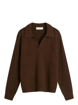 DUNST Open Collar Knit Jumper - Dark Brown