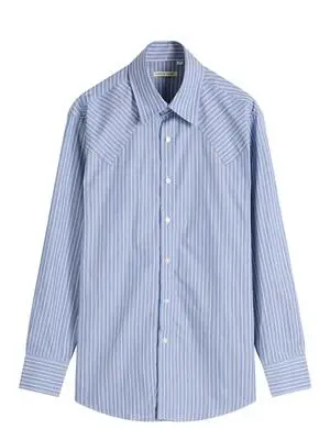 CARTER YOUNG Western Business Shirt - Blue Static Stripe