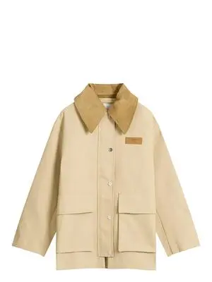 GANNI Heavy Twill Midi Jacket - Pale Khaki
