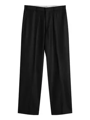 CARTER YOUNG Flat Front Wool Flannel Trouser - Black Ash Pinstripe