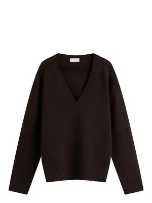 Dries Van Noten Wool Cashmere V-neck Jumper - Dark Brown