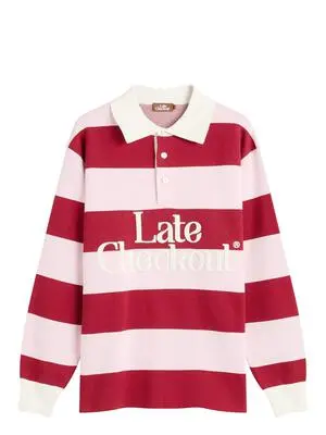 LATE CHECKOUT Rugby Polo - Pink/burgundy