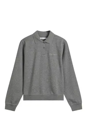 SAMSØE SAMSØE Sadory Long Sleeve Polo Top - Mid Grey Melange
