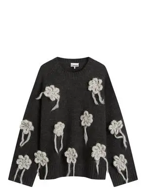 GANNI Crochet Flowers Knitted Jumper - Phantom
