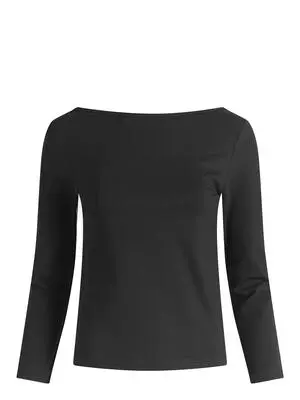 ST. AGNI Soft Jersey Ballerina Top - Jet Black