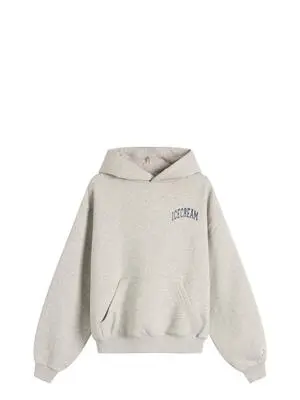 ICECREAM College Cropped Popover Hoodie - Grey