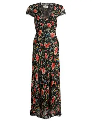Rixo Clarice Butterfly Floral Midi Dress - Black
