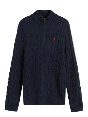 Polo Ralph Lauren Cable Knit Half Zip Jumper - Hunter Navy