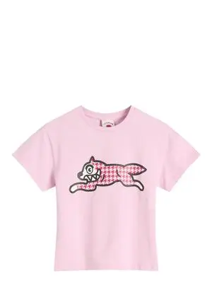 ICECREAM Houndstooth Running Dog Baby T-shirt - Pink