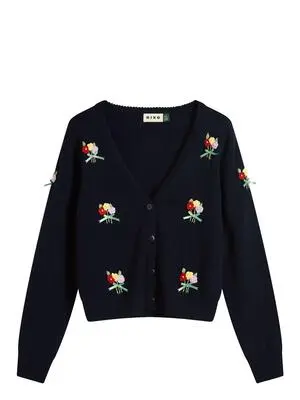 Rixo Merinda Embellished Cardigan - Deep Navy