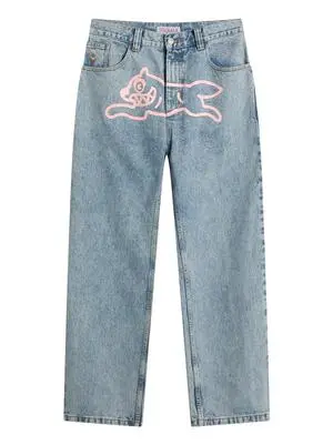 ICECREAM Running Dog Loose Straight Jeans - Heavy Wash Blue