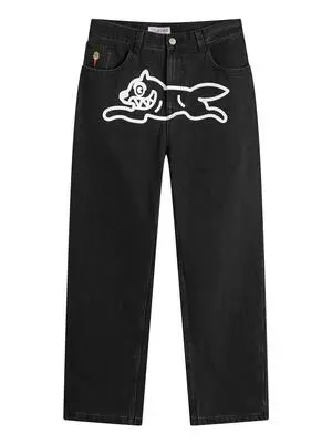 ICECREAM Running Dog Loose Straight Jeans - Black