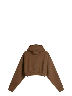 ENTIRE STUDIOS Cropped Full Zip Hoodie - Brunette