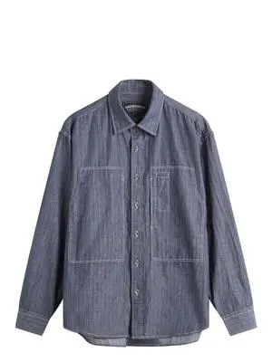 FRIZMWORKS Denim Carpenter Pocket Work Shirt - Indigo Stripe