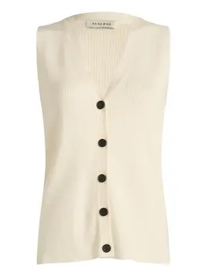 ANINE BING Lawrence Knit Vest - Ivory