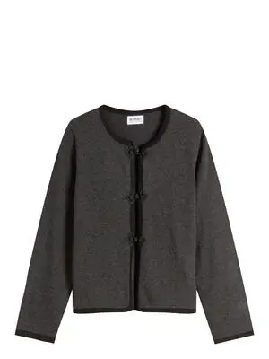 BEAMS China Trim Cardigan - Charcoal Grey