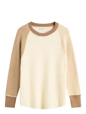 BEAMS Waffle Knit Crewneck Jumper - Ivory