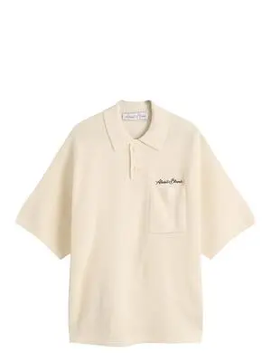 ABOUT:BLANK Pique Knitted Polo - Ecru/black
