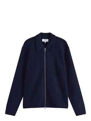 WAX LONDON Friar Zip Knit Jacket - Navy