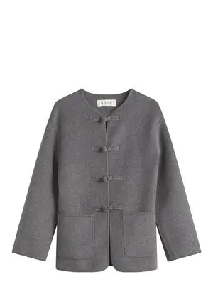 RÓHE Mandarin Closure Double-faced Jacket - Mid Grey Melange