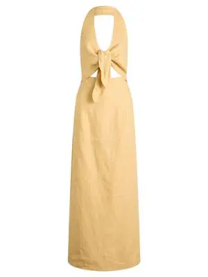 Sir The Label Carlotta Tie Linen Midi Dress - Raffia