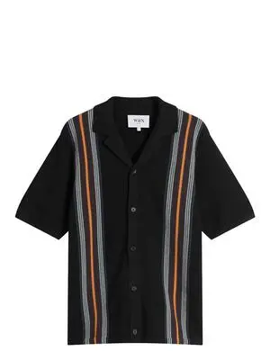 WAX LONDON Ivy Cotton Stripe Vacation Shirt - Black/multi