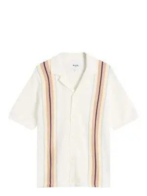 WAX LONDON Ivy Cotton Stripe Vacation Shirt - Ecru/multi