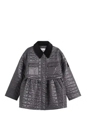 GANNI Shiny Quilt Midi Jacket - Phantom