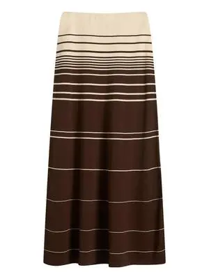 Faithfull The Brand Casia Maxi Skirt - Accordion Stripe Brown Beige