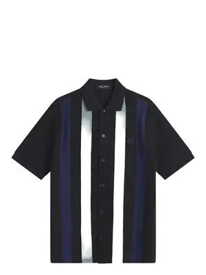 Fred Perry Vertical Stripe Polo Shirt - Black