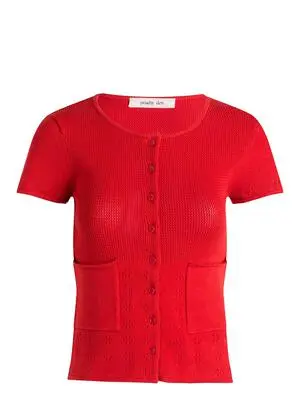 PEACHY DEN Marie Knit Polo Top - Jam
