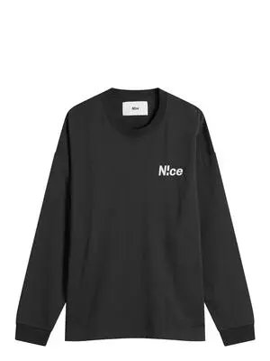 N!CE Logo Long Sleeve T-shirt - Charcoal Grey