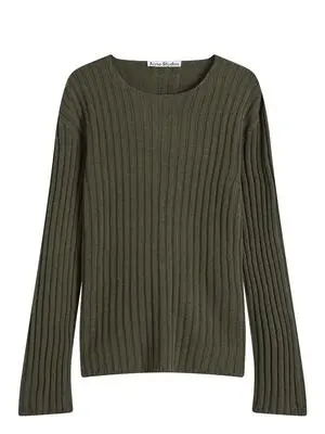 Acne Studios Kartic Cotton Core Ribbed Jumper - Vintage Green