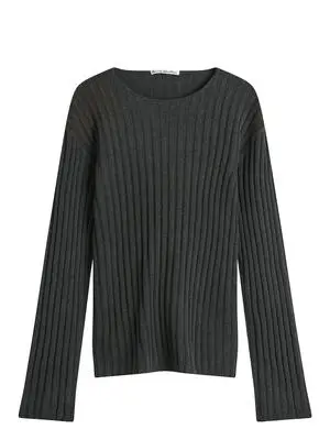 Acne Studios Kartic Cotton Core Ribbed Jumper Dark Grey Melange