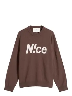 N!CE Intarsia Logo Knit Sweater