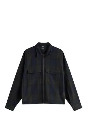BEAMS Mesh Check Shirt Jacket - Navy