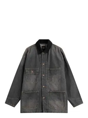 BEAMS Denim Loose Coverall Jacket - Black