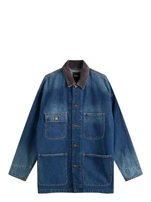 BEAMS Denim Loose Coverall Jacket - Used Indigo
