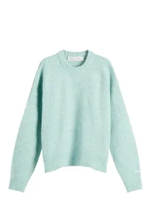ABOUT:BLANK Mohair Knitted Logo Crewneck - Mint/ecru