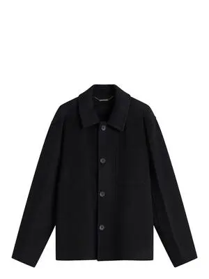 PERCIVAL Double Faced Wool Overshirt - Navy
