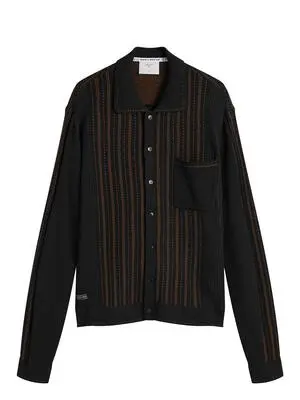 PERCIVAL Appendix Long Sleeve Knitted Shirt - Black/brown