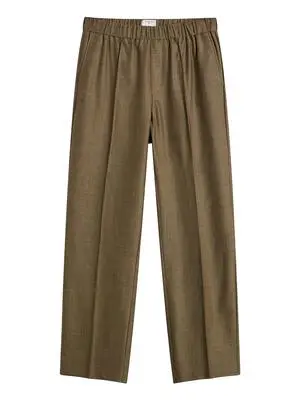 PERCIVAL Grounds Herringbone Wool Relaxed Trousers - Oak