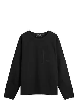 PURPLE MOUNTAIN OBSERVATORY Waffle Ls Pocket T-shirt - Black