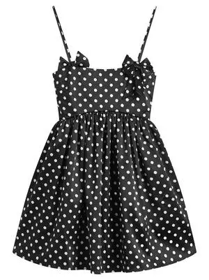 GANNI Mini Strap Dress With Bow Detail - Black
