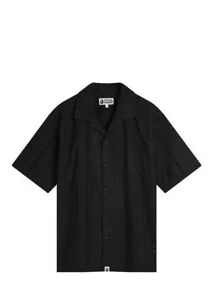 A BATHING APE Embroidery Open Collar Ss Shirt - Black
