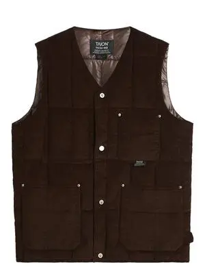 Taion Work V-neck Button-down Vest - Dark Brown