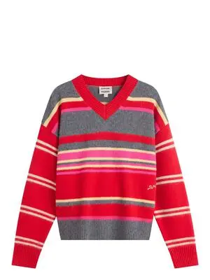 DAMSON MADDER Rene V-neck Merino Wool Jumper - Multi