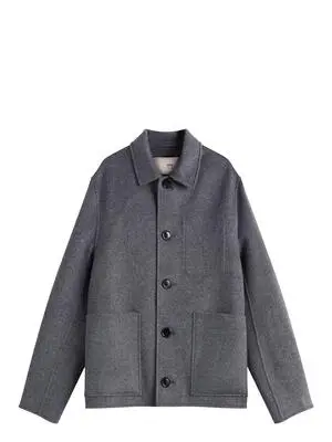 Ami Double Faced Wool Cashmere Ball Jacket - Gris Chine
