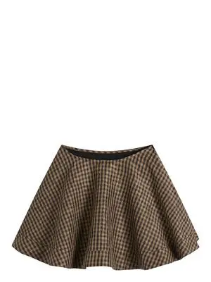 GANNI Check Mini Circle Skirt - Tobacco Brown